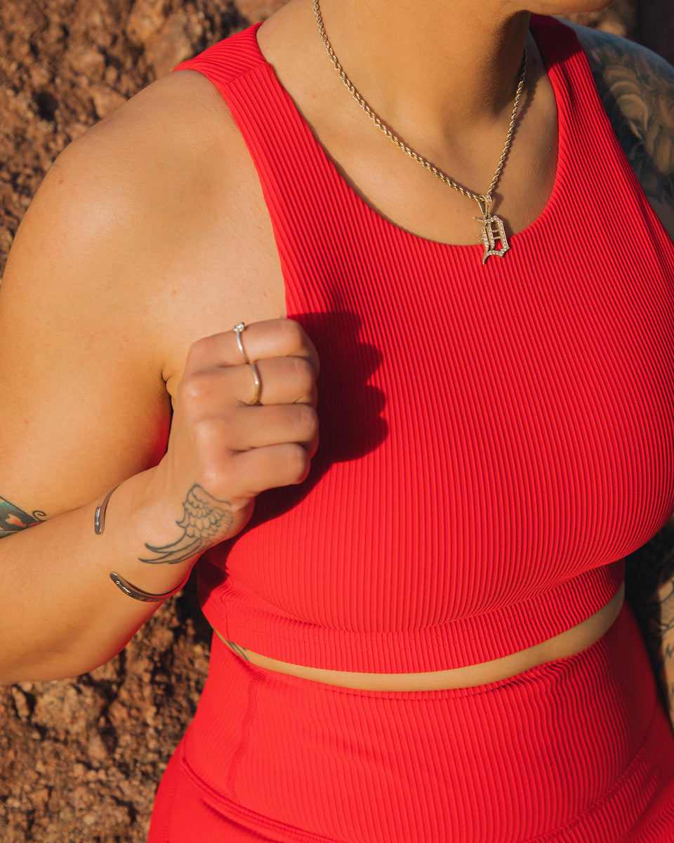 Womens Ribbed Crop Top Red Dixxon Canada