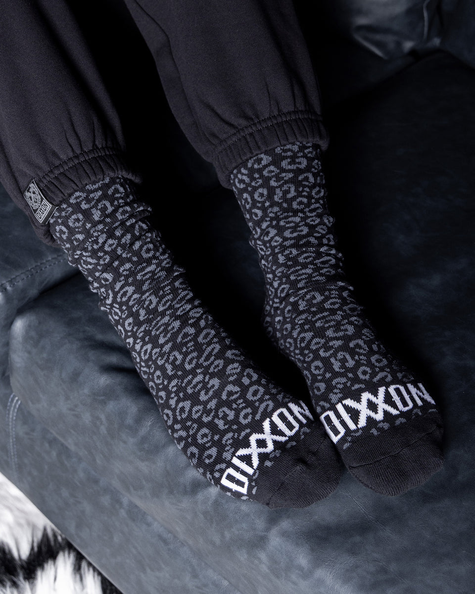 LEOPARD PREMIUM CREW SOCKS BLACK/GREY – Dixxon Canada